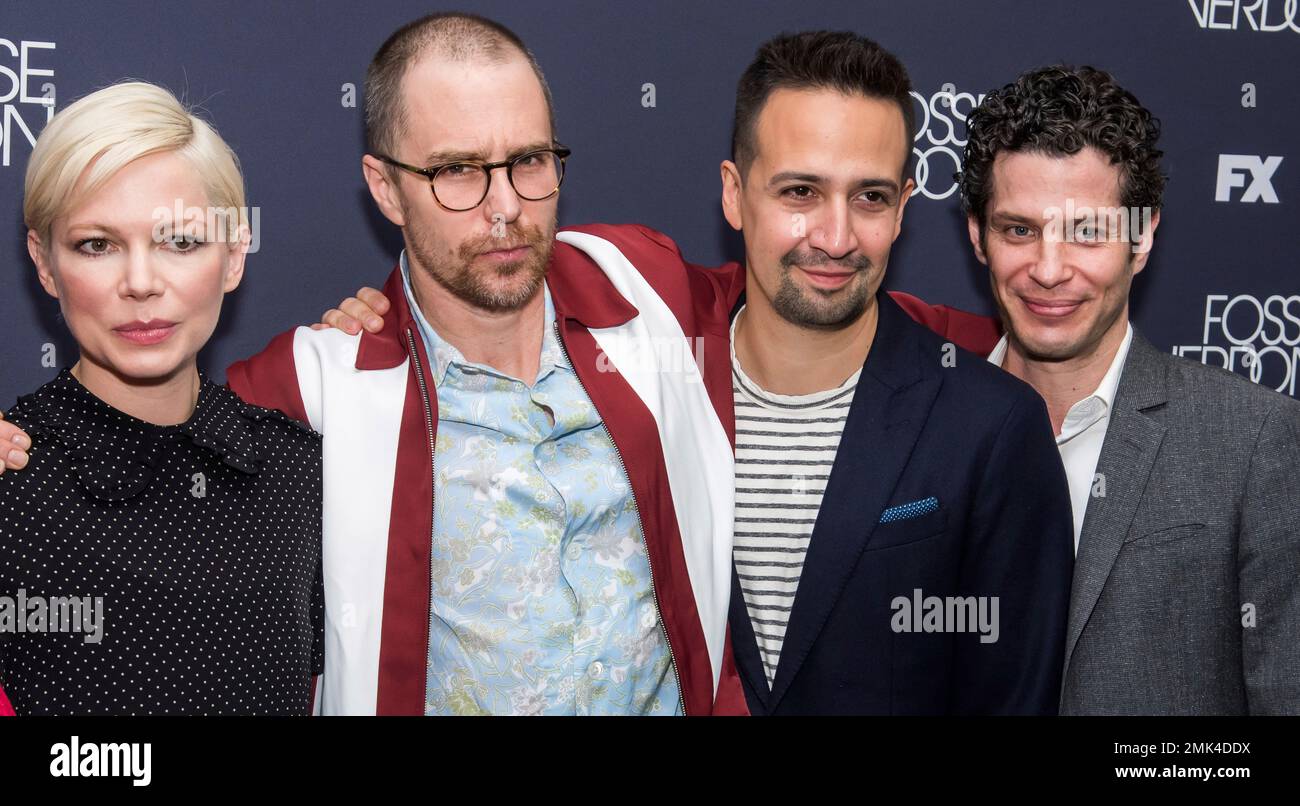 Michelle Williams, from left, Sam Rockwell, Lin-Manuel Miranda and ...