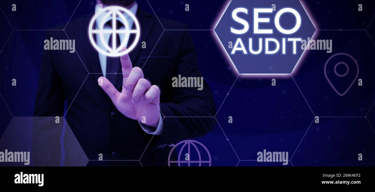 Writing displaying text Seo Audit. Concept meaning Search Engine ...