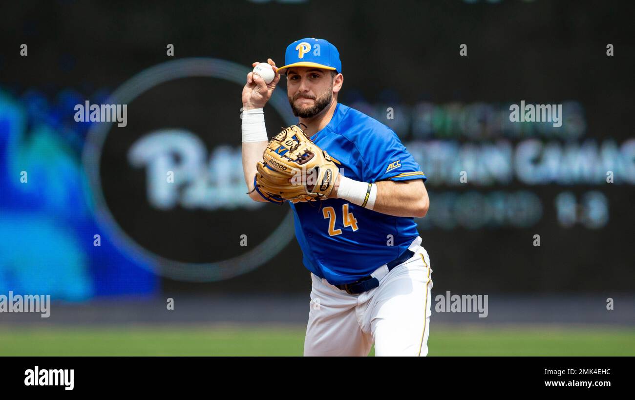 Pittsburgh's David Yanni (24) makesa throw during an NCAA college ...