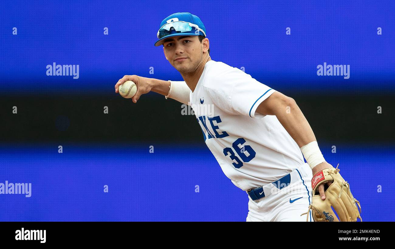 Duke's Joey Loperfido (36) makes a throw during an NCAA college ...
