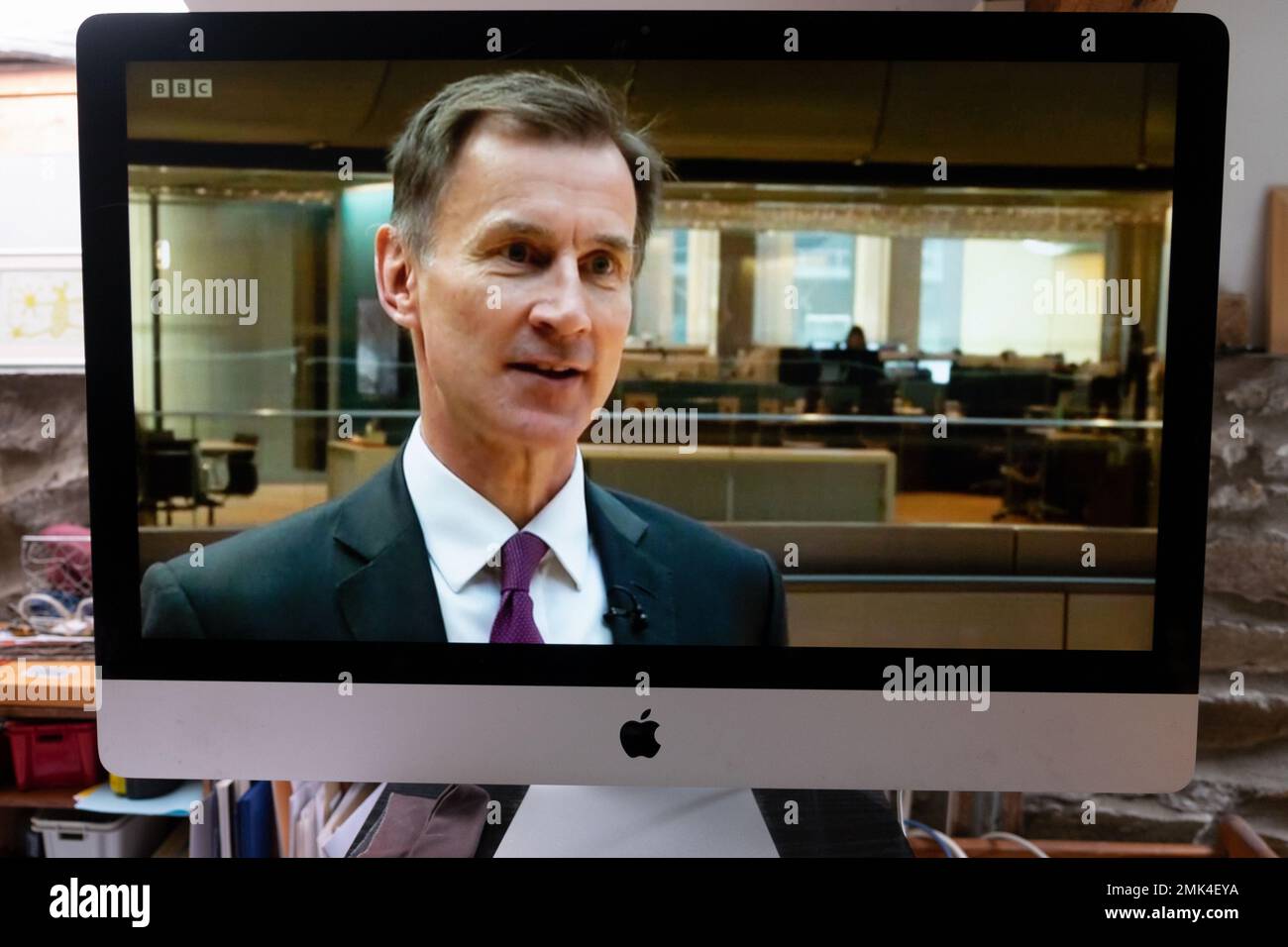 Tory Chancellor of the Exchequer Jeremy Hunt talking on BBC news ...