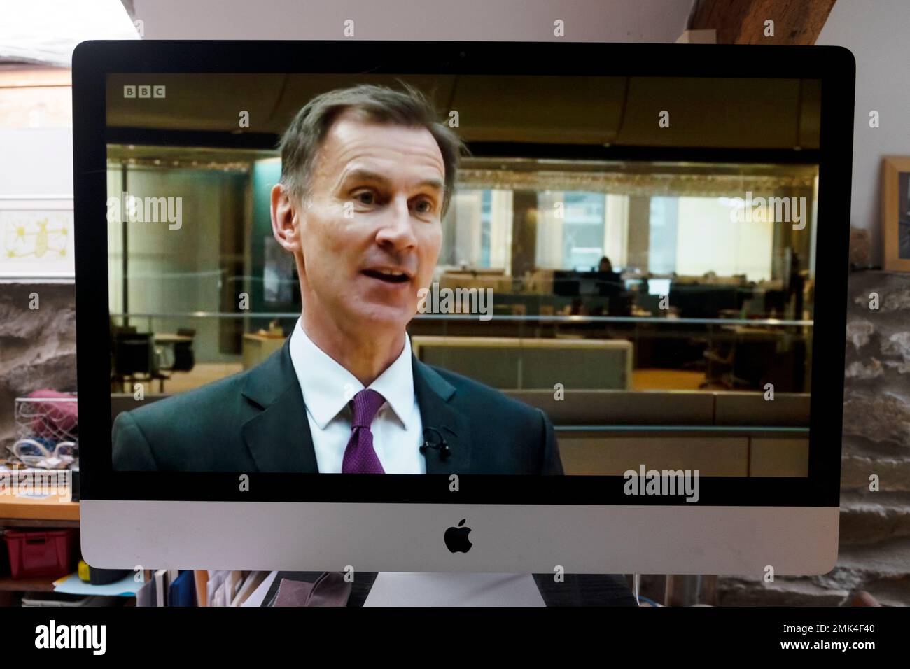 Conservative Chancellor of the Exchequer Jeremy Hunt talking on BBC ...