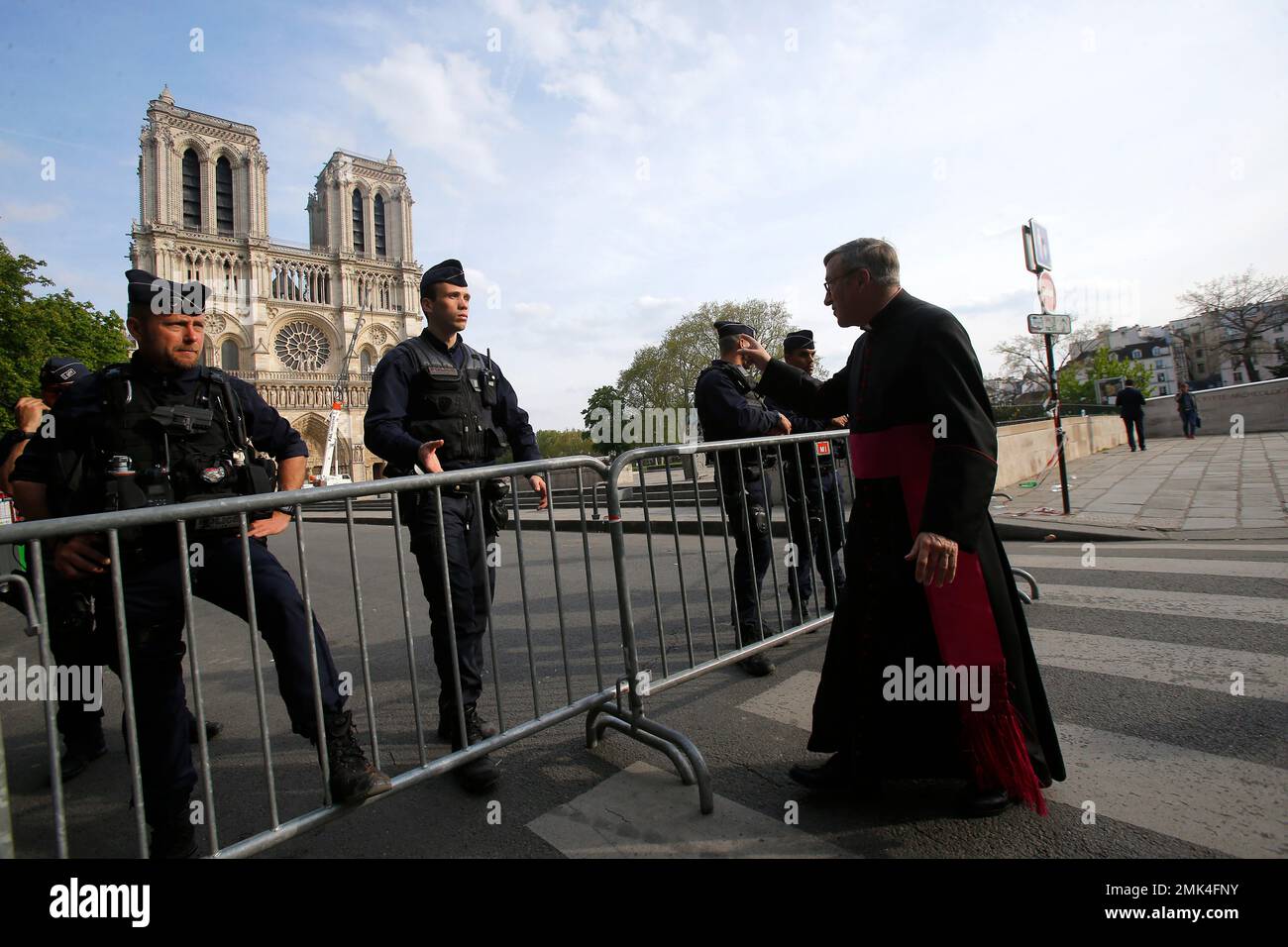 Notre Dame cathedral rector Jean-Marc Chauvet arrives at the security ...