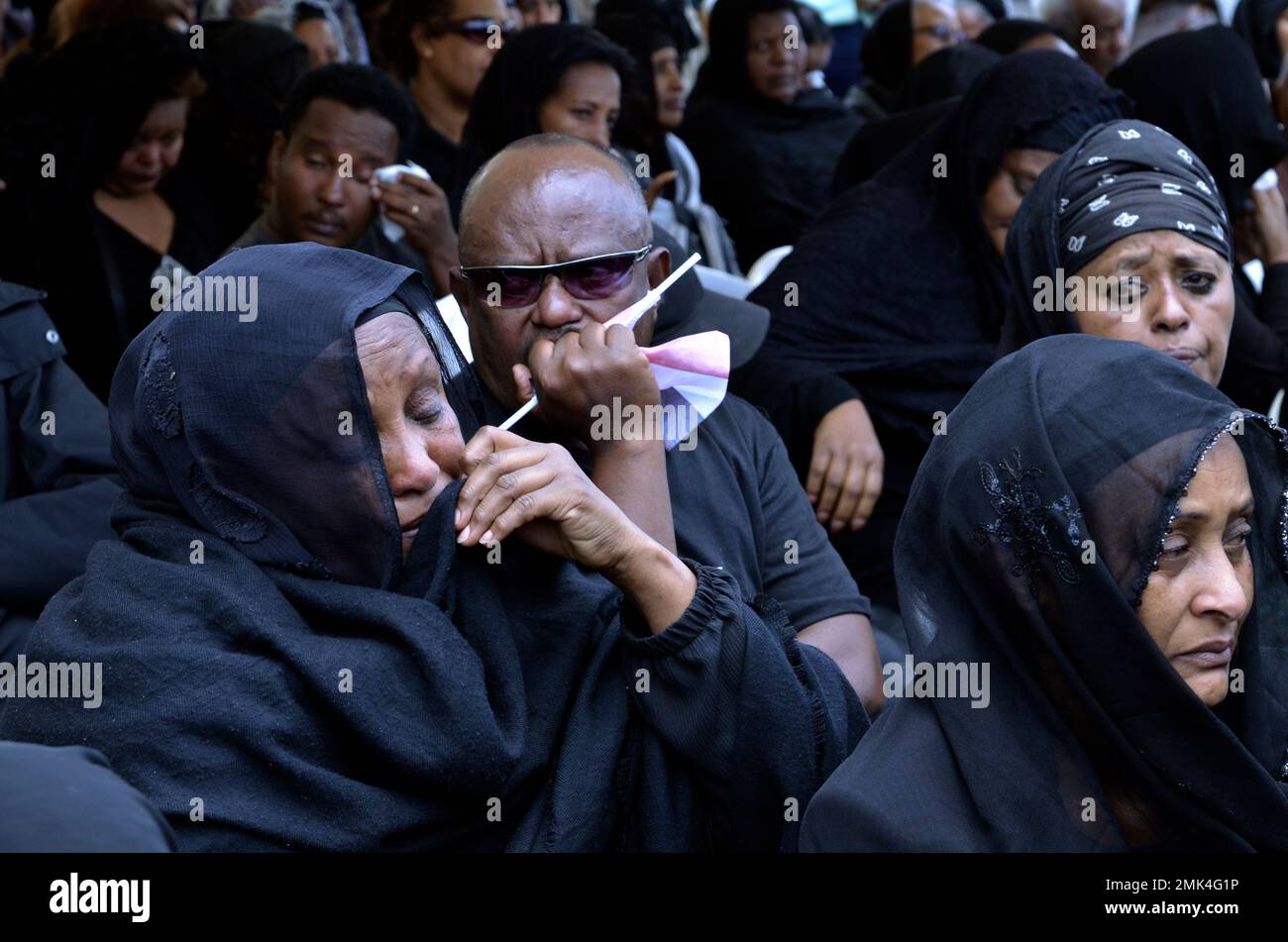 Family members of the Ethiopian airlines crash victims hold the 40th ...