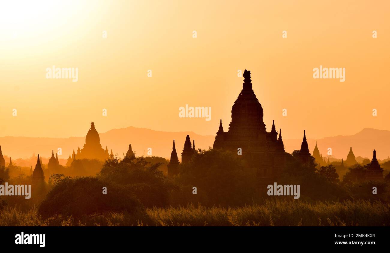 Sunset at Bagan Stock Photo - Alamy