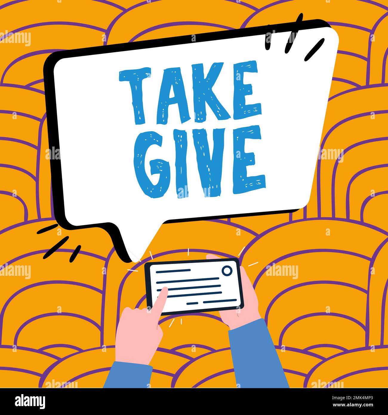 Text caption presenting Take Give. Business idea The exchange of mutual ...