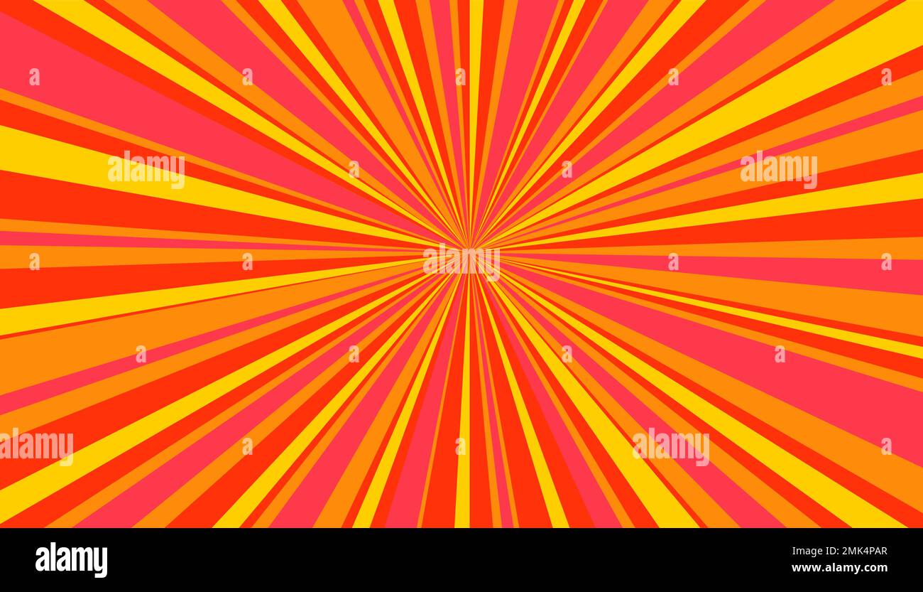 Retro banner with sun and rays in style of 70s. Sunburst, sunrise ...