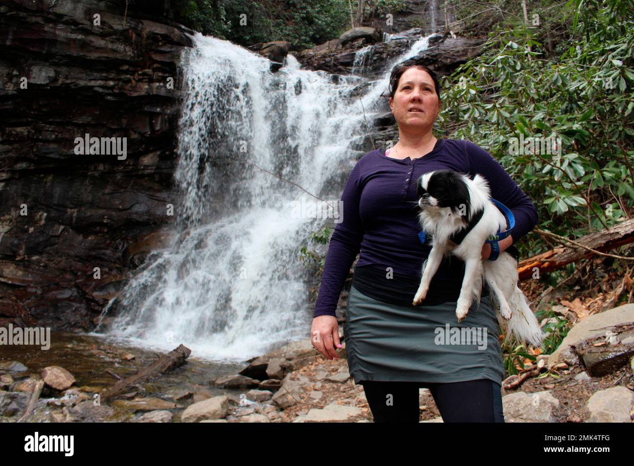 Jacqueline Zito poses for a portrait with her dog, Sally, at the base ...