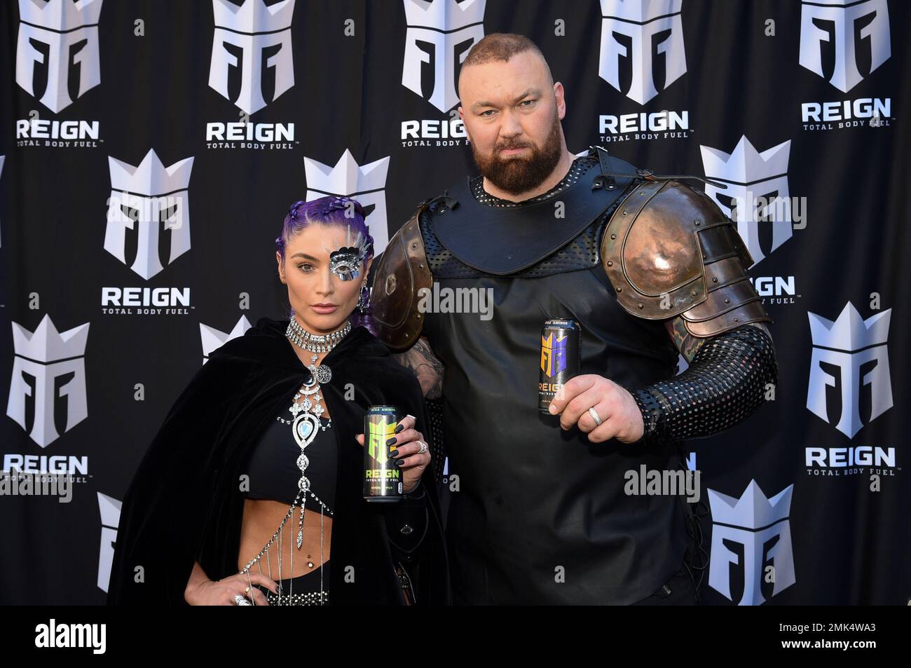 Former WWE wrestler Natalie Eva Marie, left, and actor Hafthor ...