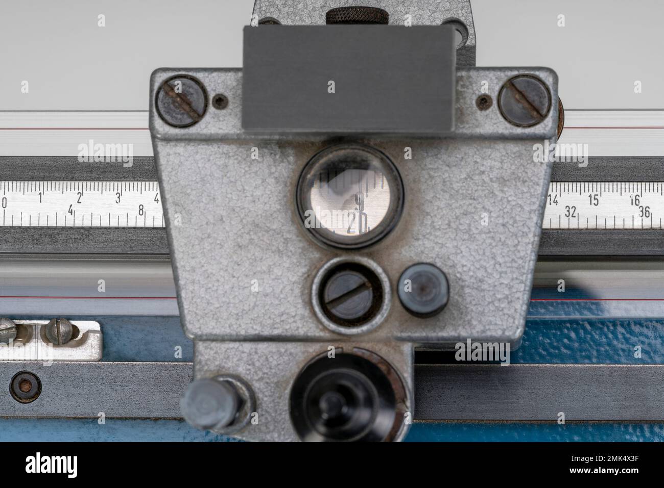 Detail of a layout table including a ruler with measuring scale and ...