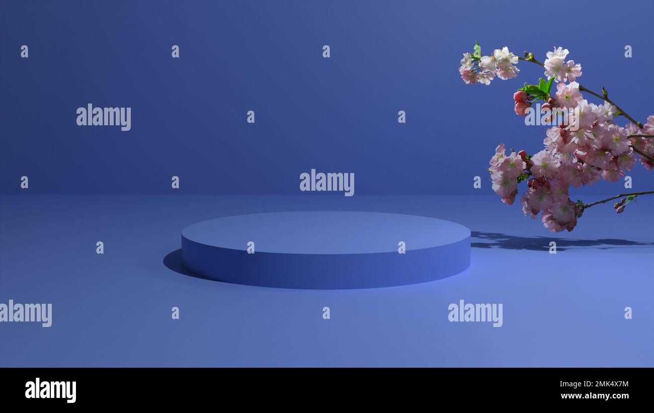 3d rendering podium with carry flower, product display platform best ...