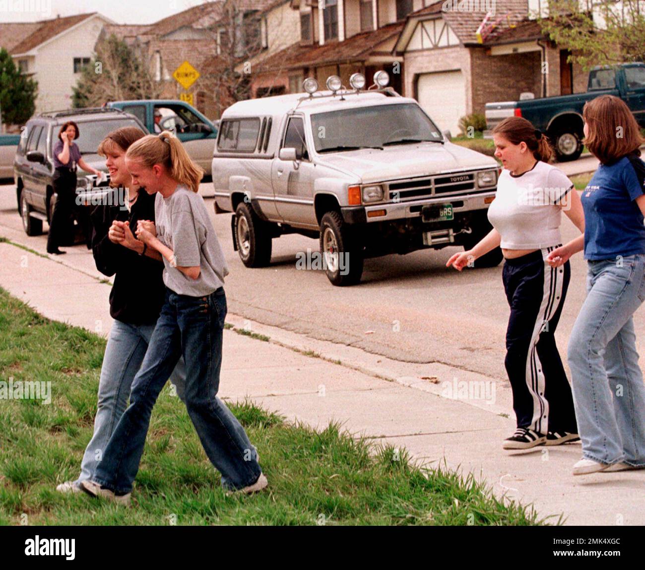 FILE - In this April 20, 1999, file photo, students from Columbine High ...
