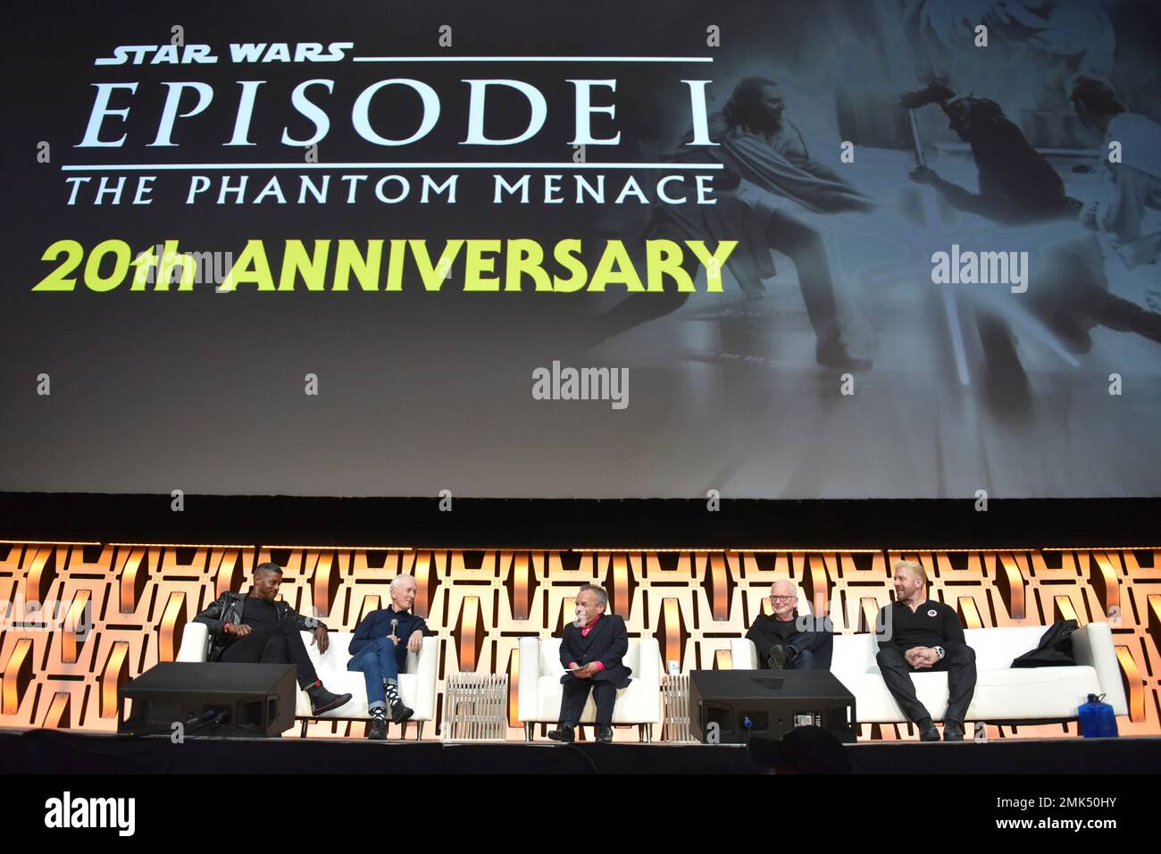 Ahmed Best, from left, Anthony Daniels, Warwick Davis, Ian McDiarmid ...