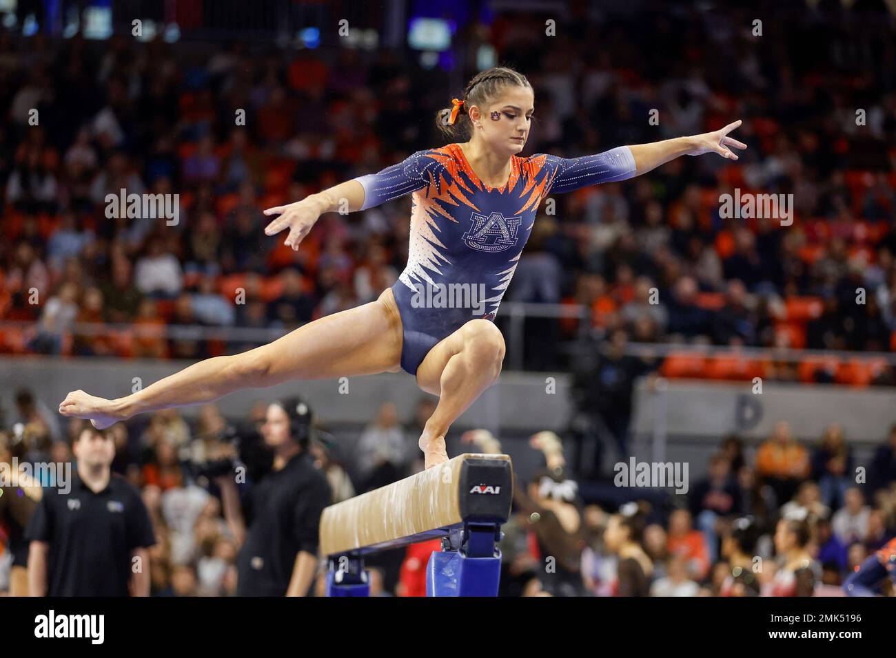 Auburn's Cassie Stevens competes on the balance beam during an NCAA ...