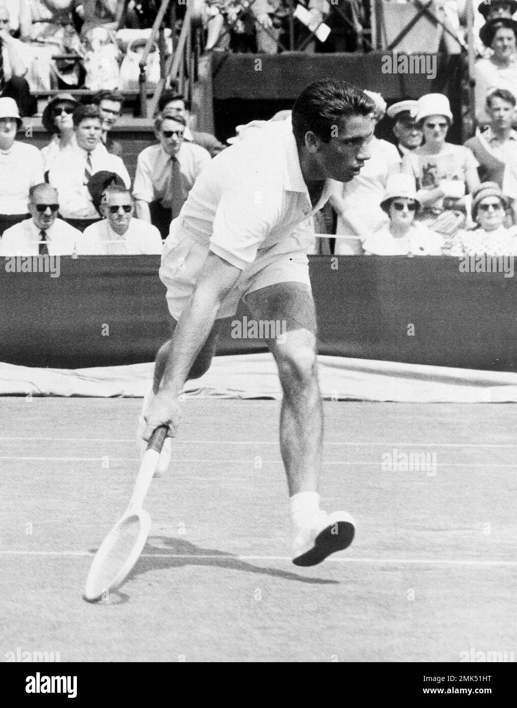 Spain's Manuel Santana, who is seeded No. 5, is shown in action against ...