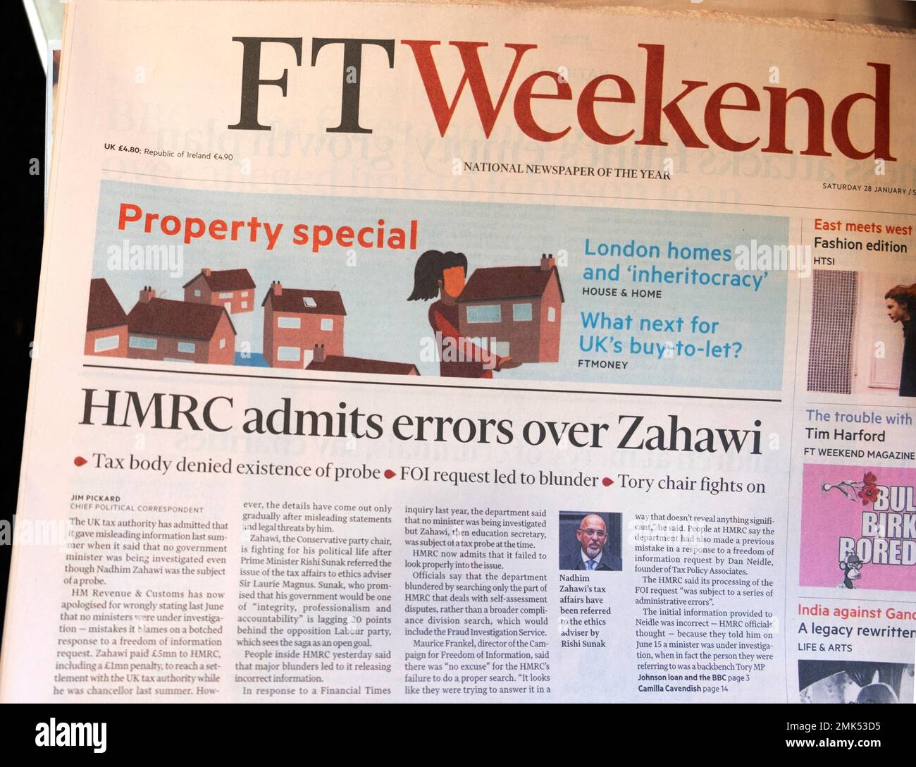 'HMRC admits errors over Zahawi' Financial Times FT Weekend newspaper ...