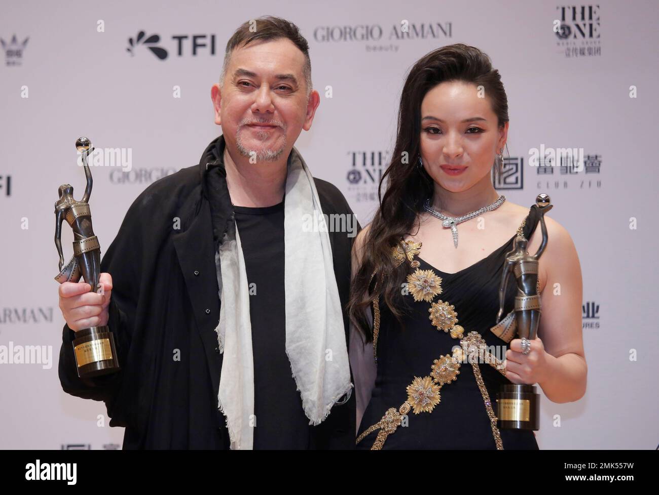 Chinese actress Chloe Maayan, right, and Hong Kong actor Anthony Wong ...