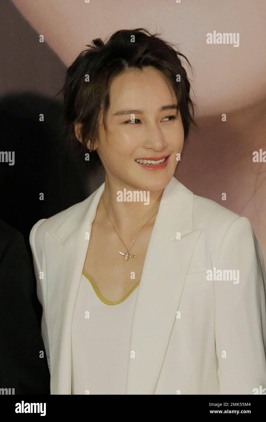 Chinese actress Jiang Luxia poses on the red carpet of the Hong Kong Film Awards in Hong Kong ...