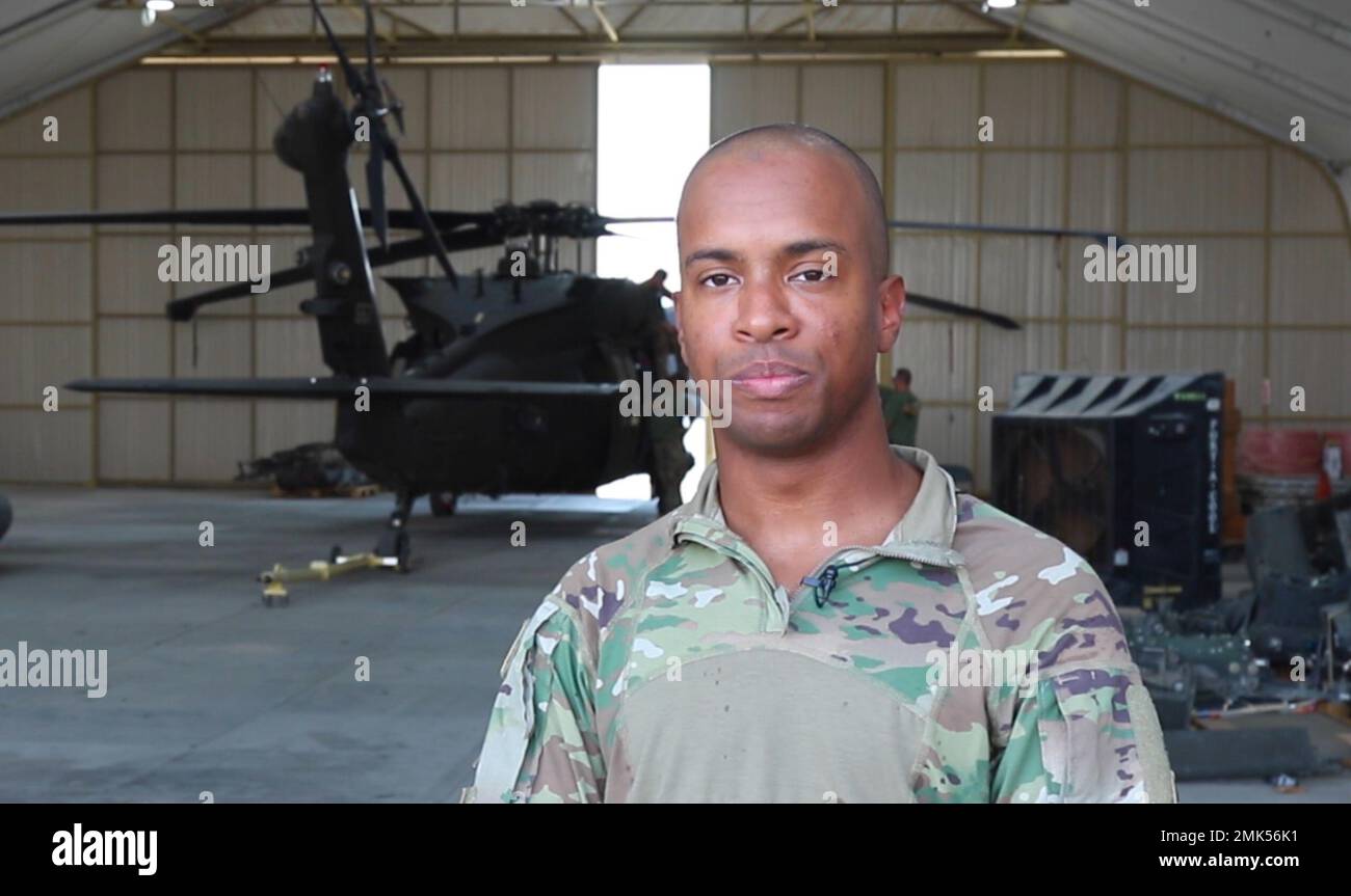 U.S. Army Spc. Arthur Allen, a UH-60 Blackhawk crew chief, 15T, for ...