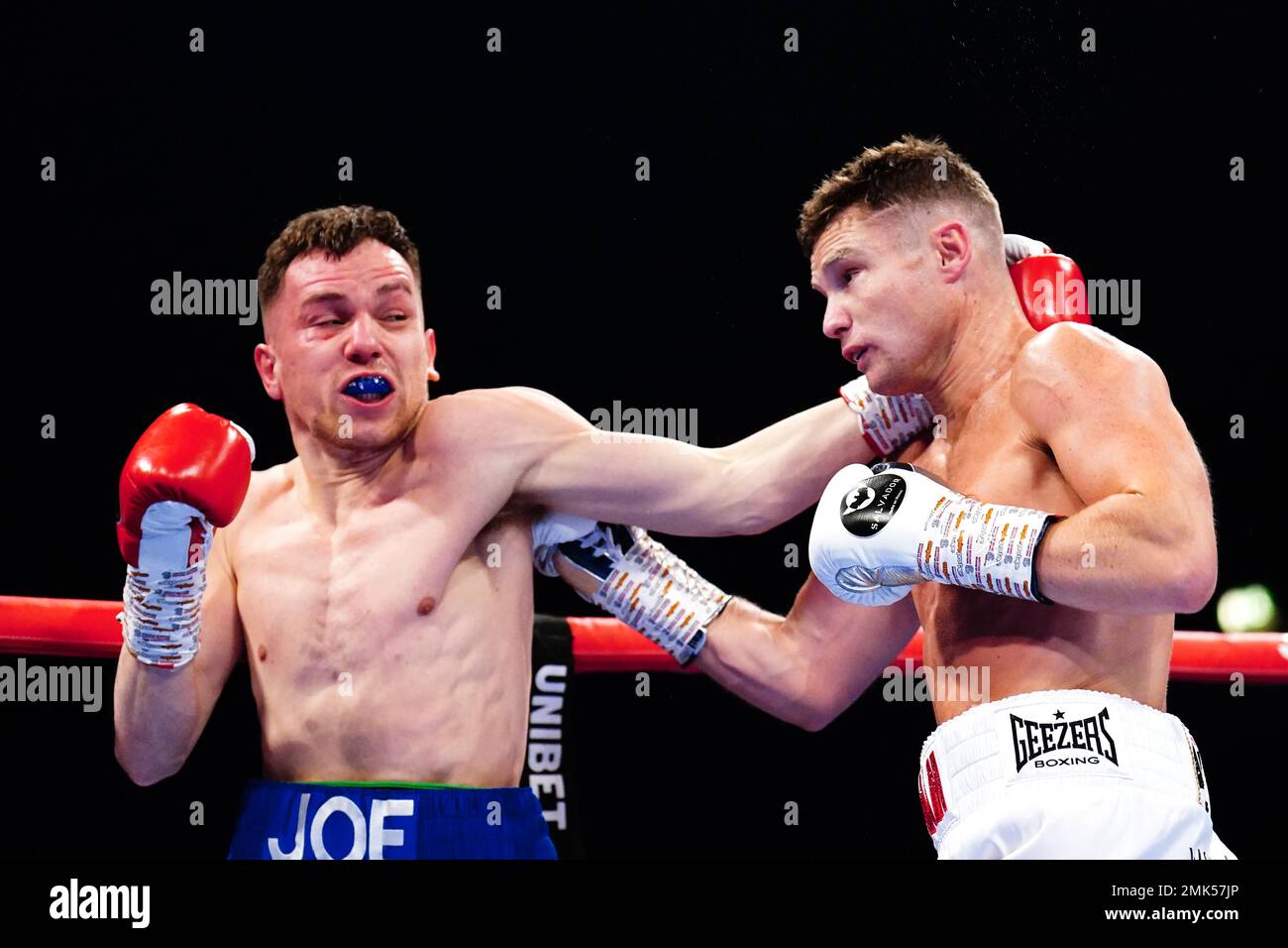Joshua Frankham in action against Joe Hardy (left) at the OVO Arena ...