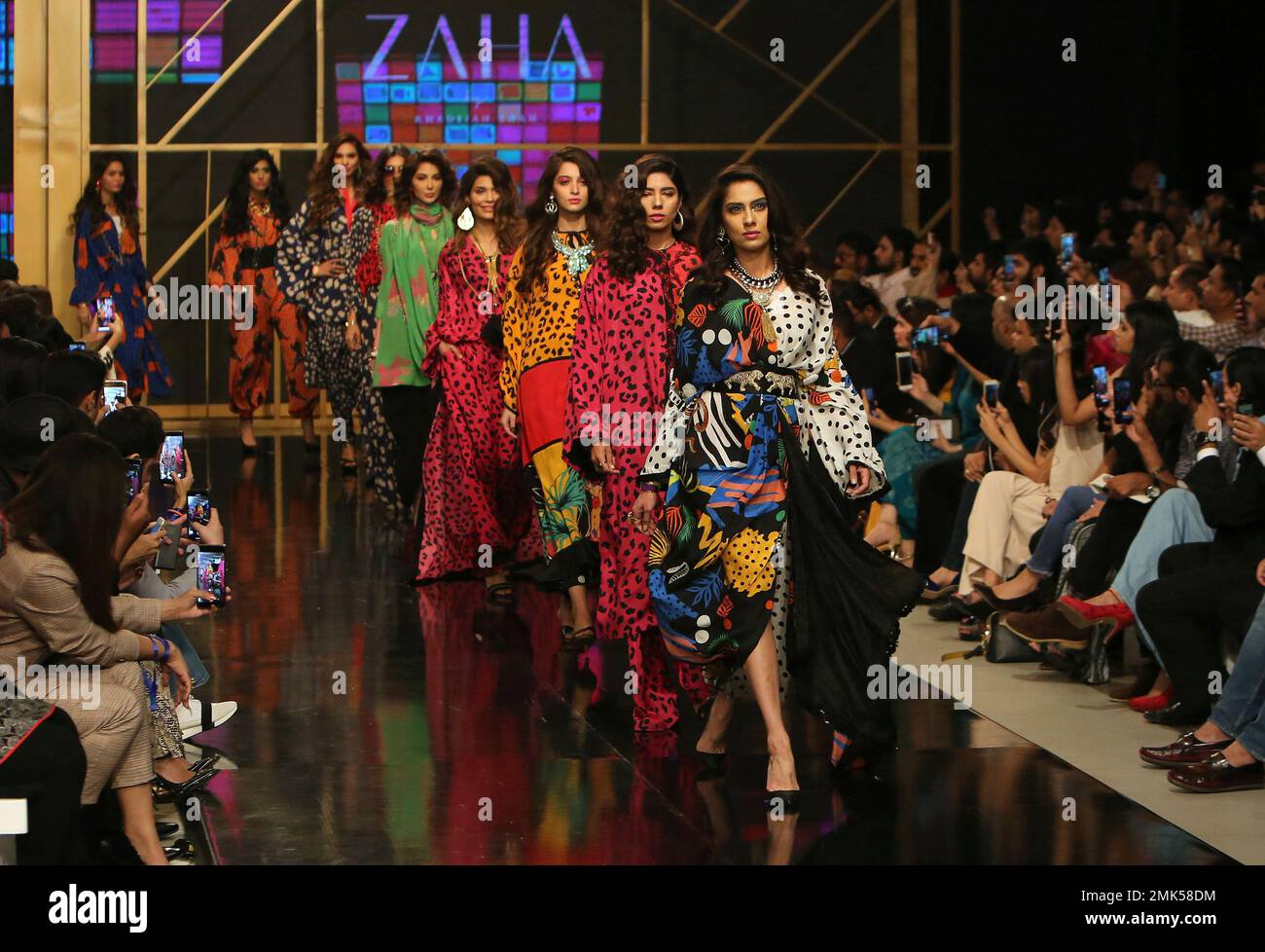 Pakistani models present creations by a designer Khadija Shah during ...