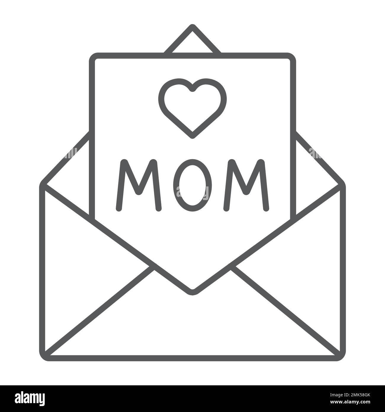 Letter for mom thin line icon, mail and card, envelope sign, vector ...