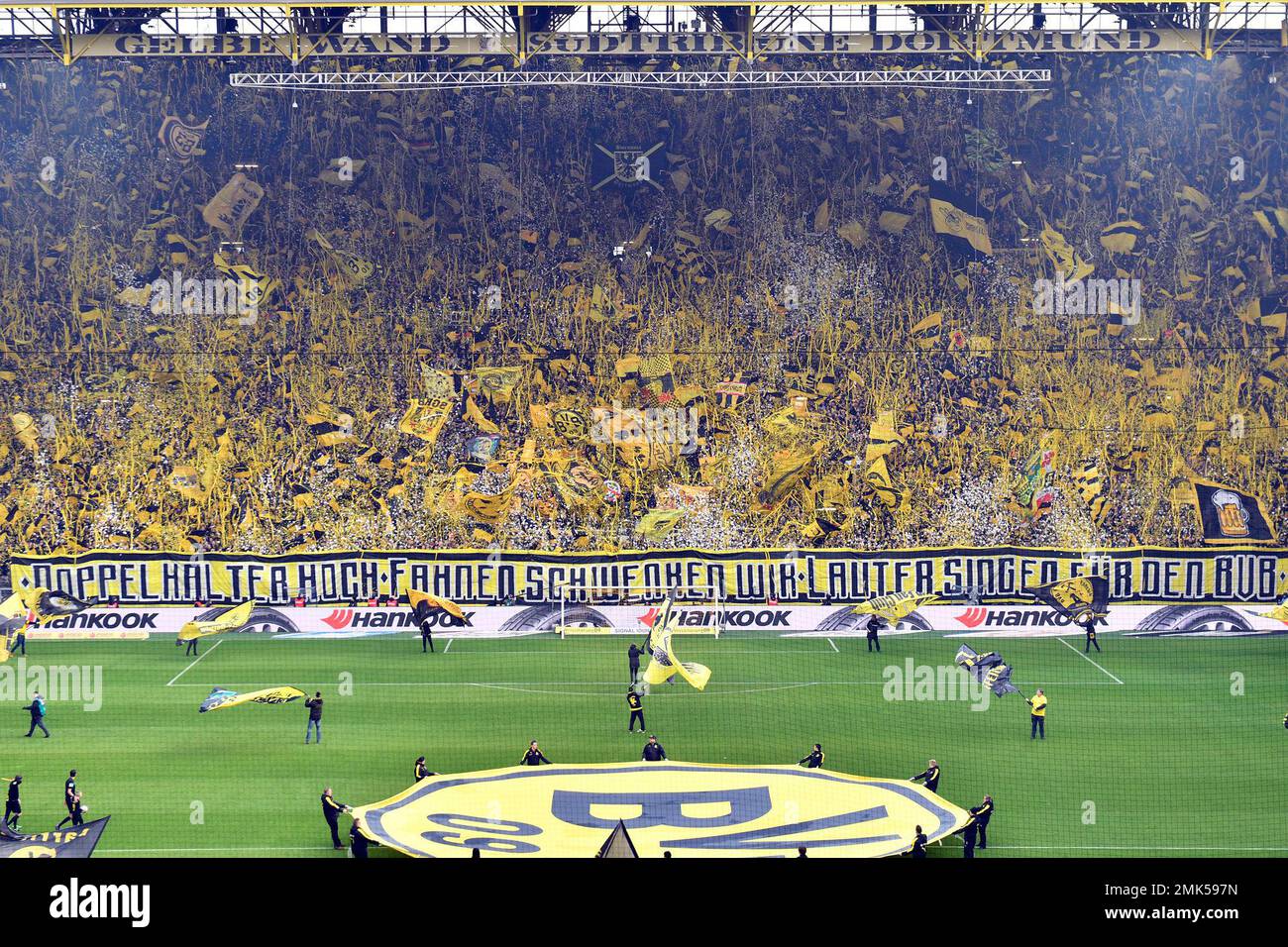 Borussia Dortmund's fans crowd the Westfalenstadion prior to the start ...