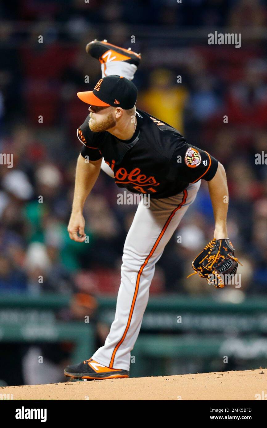 Baltimore Orioles' David Hess pitches during the first inning of a ...