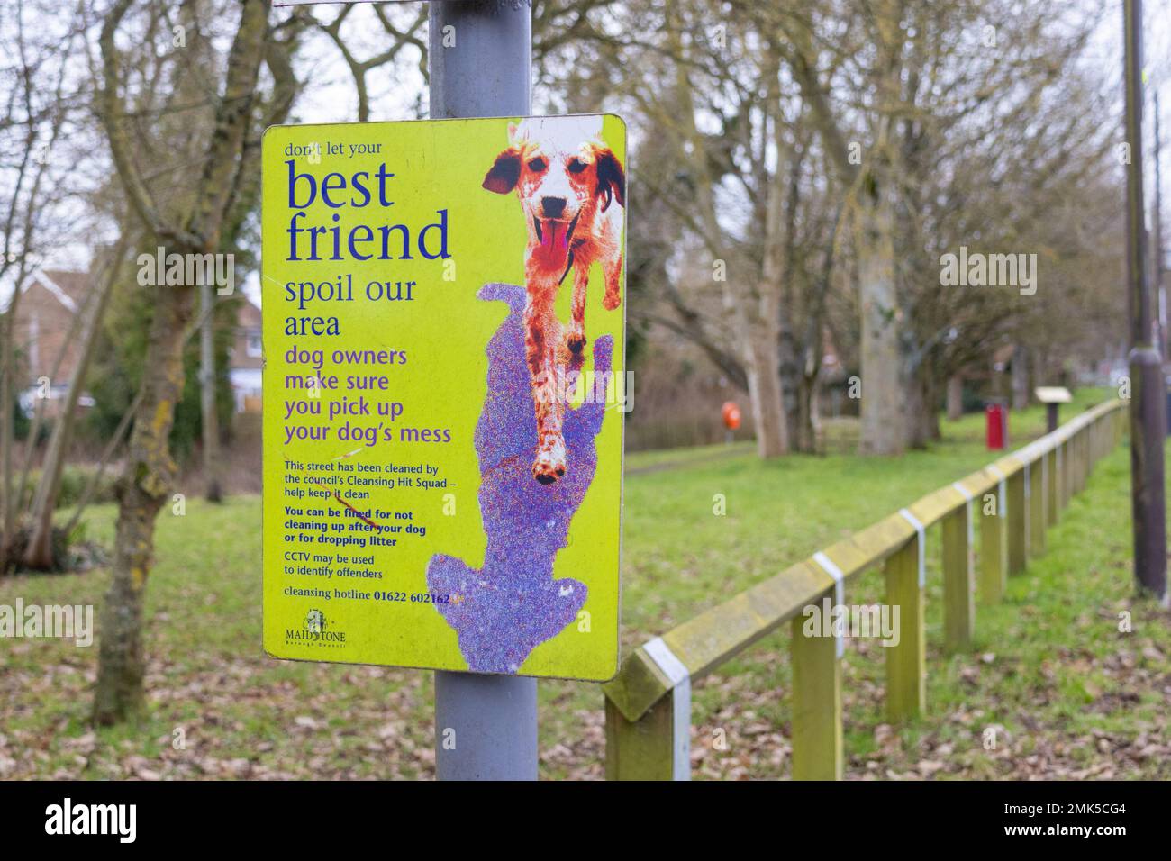 Dog owners make sure you pick up your dogs mess sign, lenham, kent, uk ...