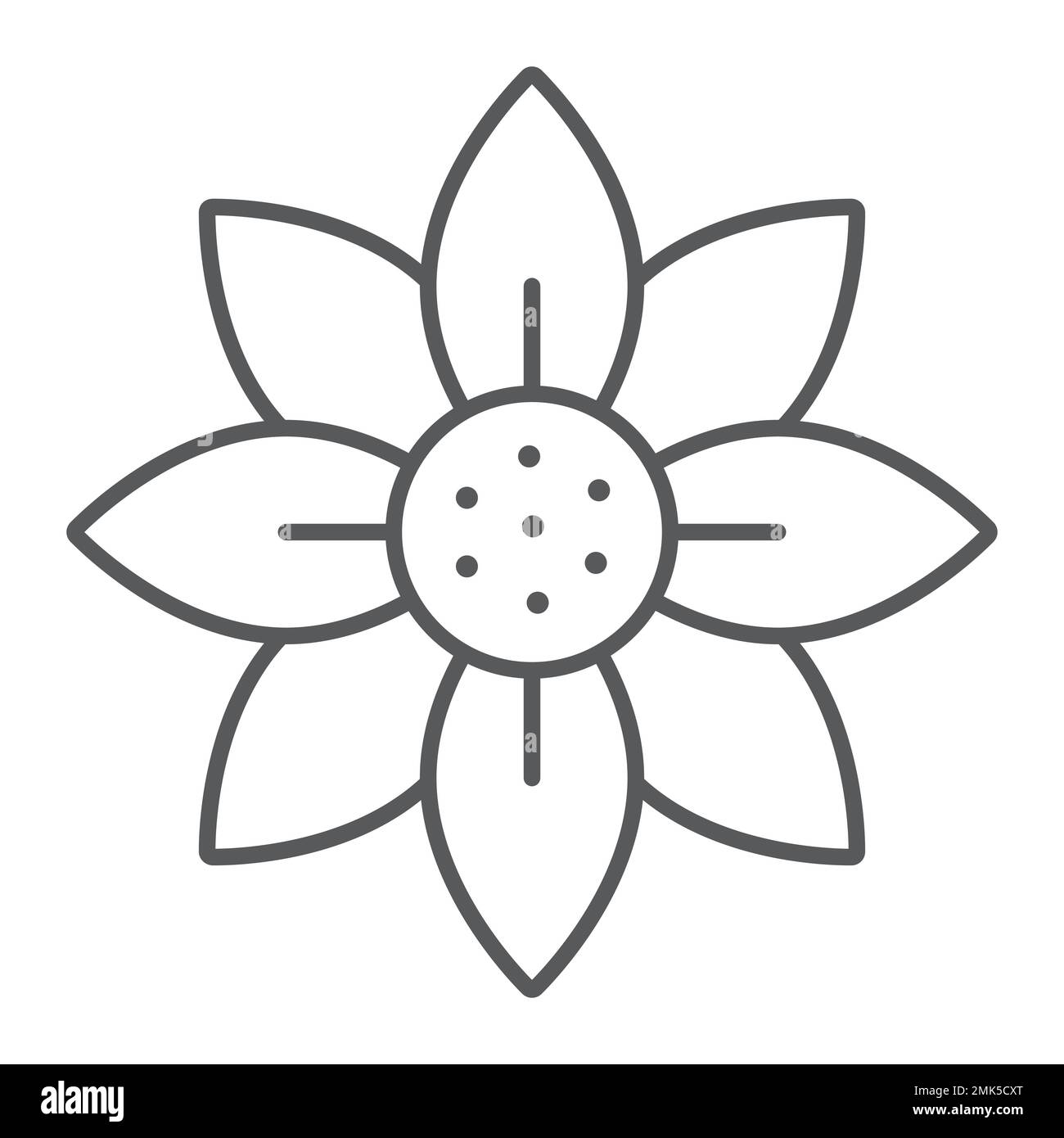 Flower thin line icon, blossom and flora, floral sign, vector graphics ...