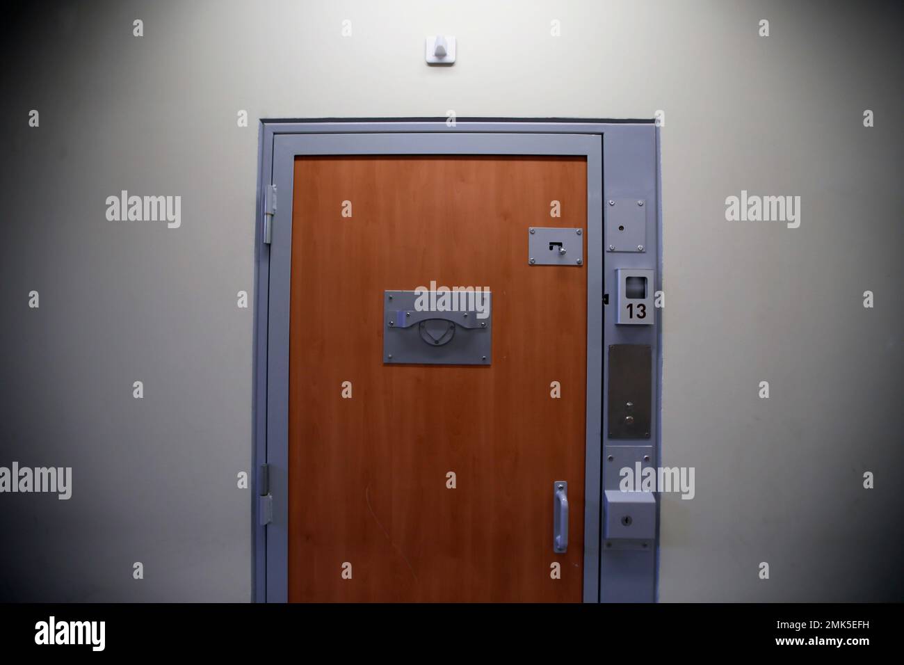 View of a cell's door at Paris' mythic La Sante prison during a press ...