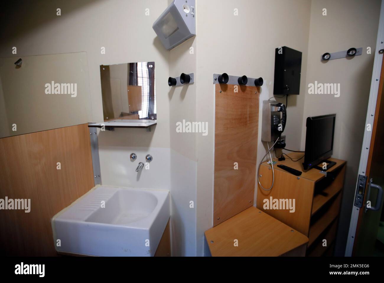 View of a cell at Paris' mythic La Sante prison during a press visit ...