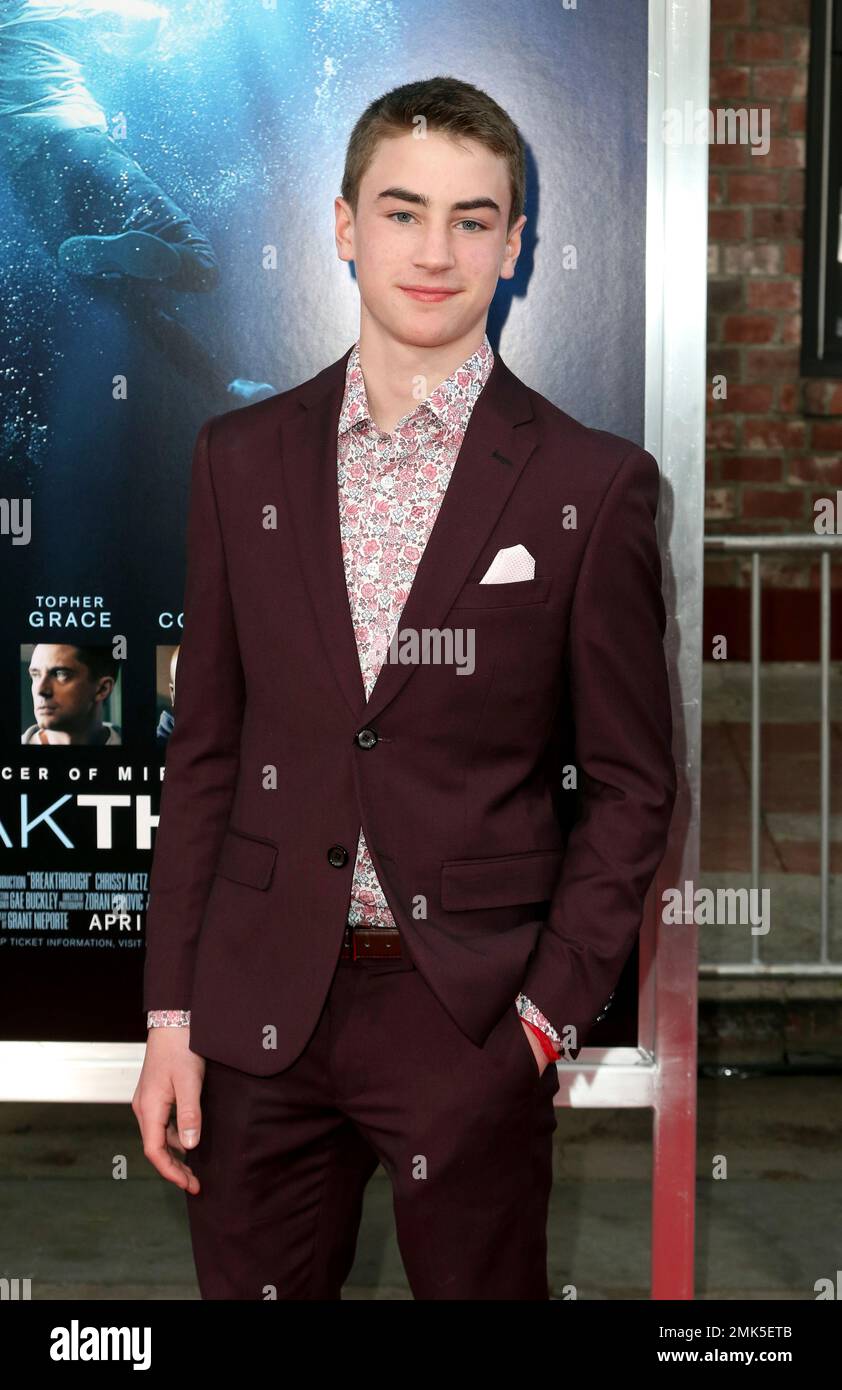 Isaac Kragten arrives at the LA Premiere of "Breakthrough" at the ...