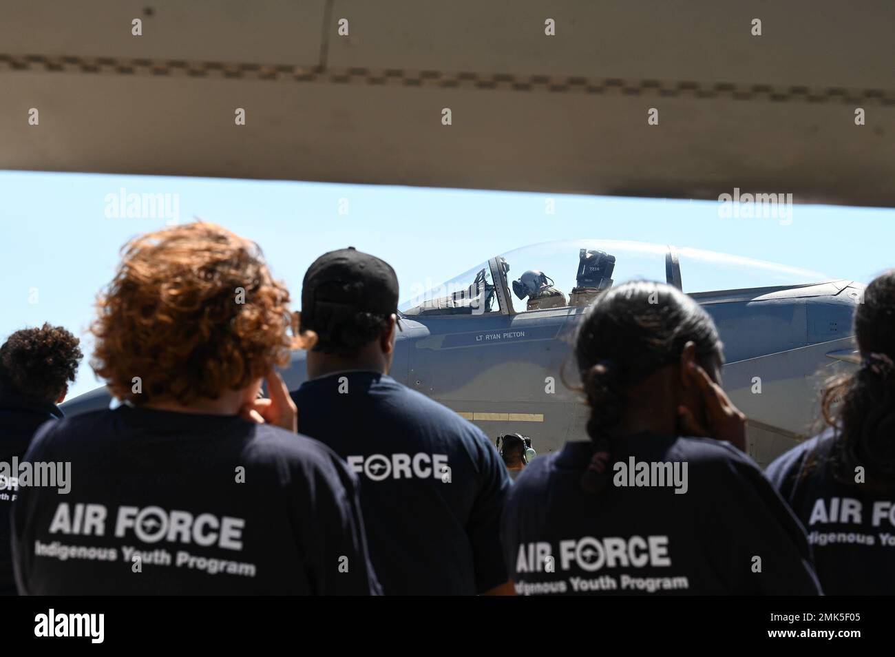 Royal Australian Air Force Indigenous Youth Program members watch a U.S ...