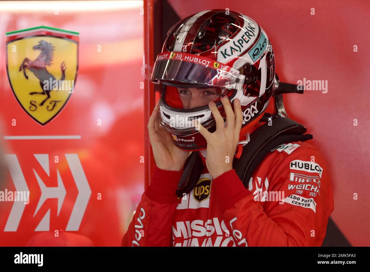 Ferrari driver Charles Leclerc of Monaco prepares for the first ...