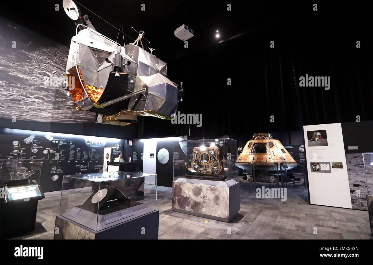 The NASA Apollo 11 command module Columbia, right, sits as the ...