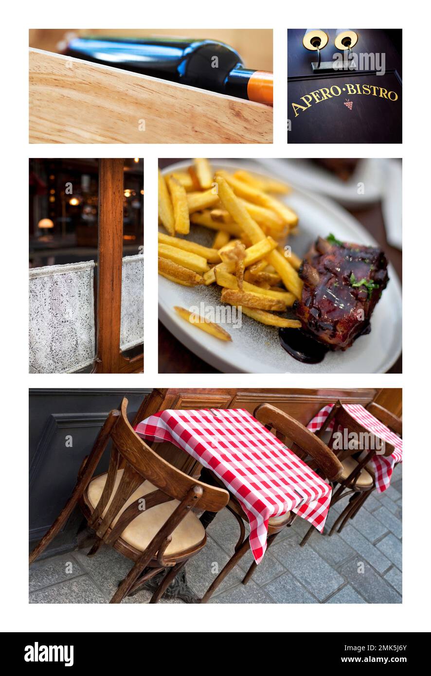 Collage of French vintage bistro pics Stock Photo - Alamy
