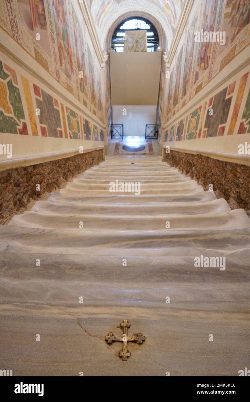 A view of the newly restored Holy Stairs (Scala Sancta), which ...