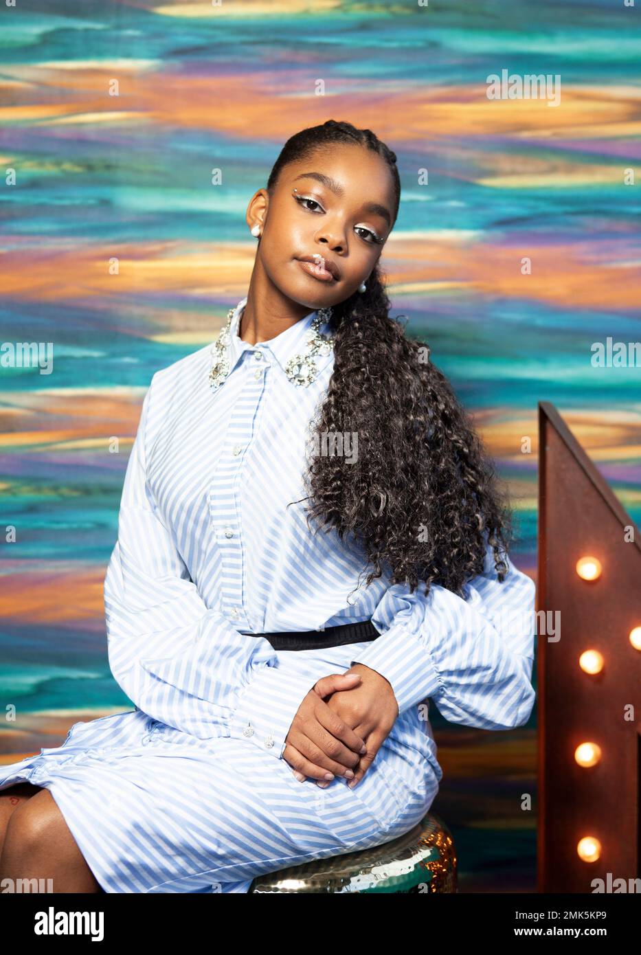 This March 27, 2019 photo shows actress Marsai Martin posing in her ...