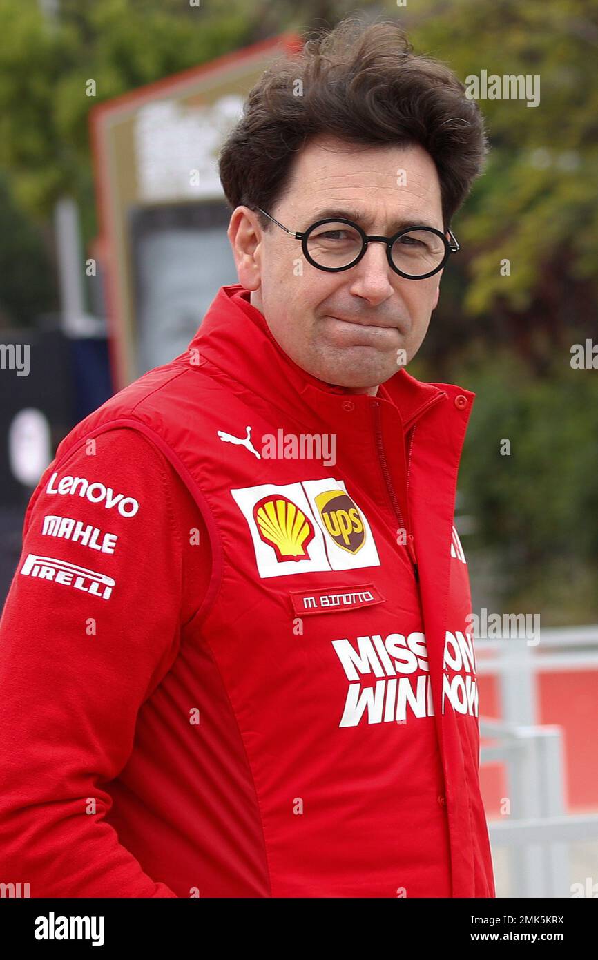 Ferrari team principal Mattia Binotto walks on the paddock of the ...