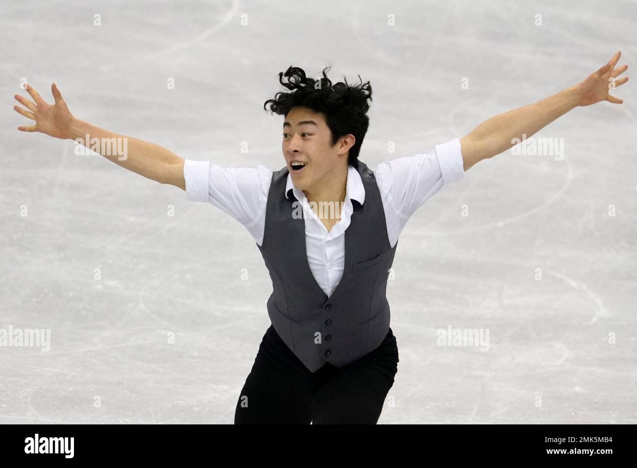 Nathan Chen of the U.S. performs his men's short program routine during ...