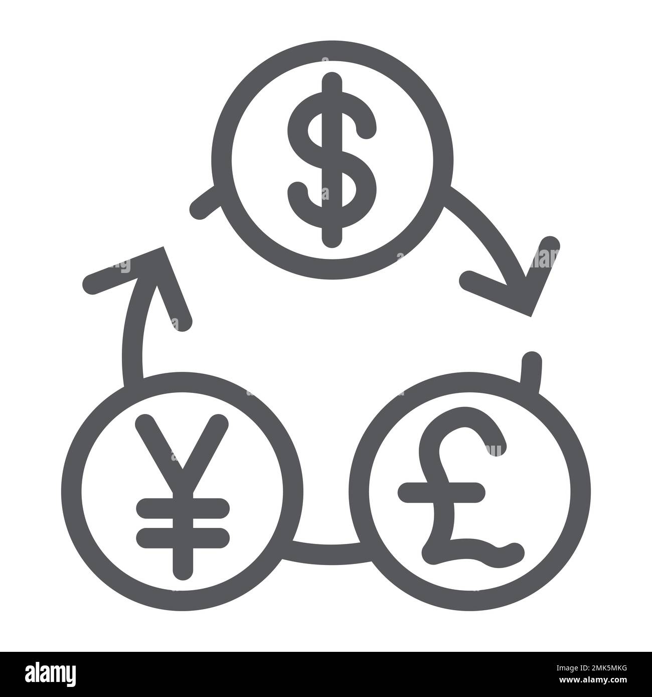 Currency exchange line icon, financial and bank, money sign, vector ...