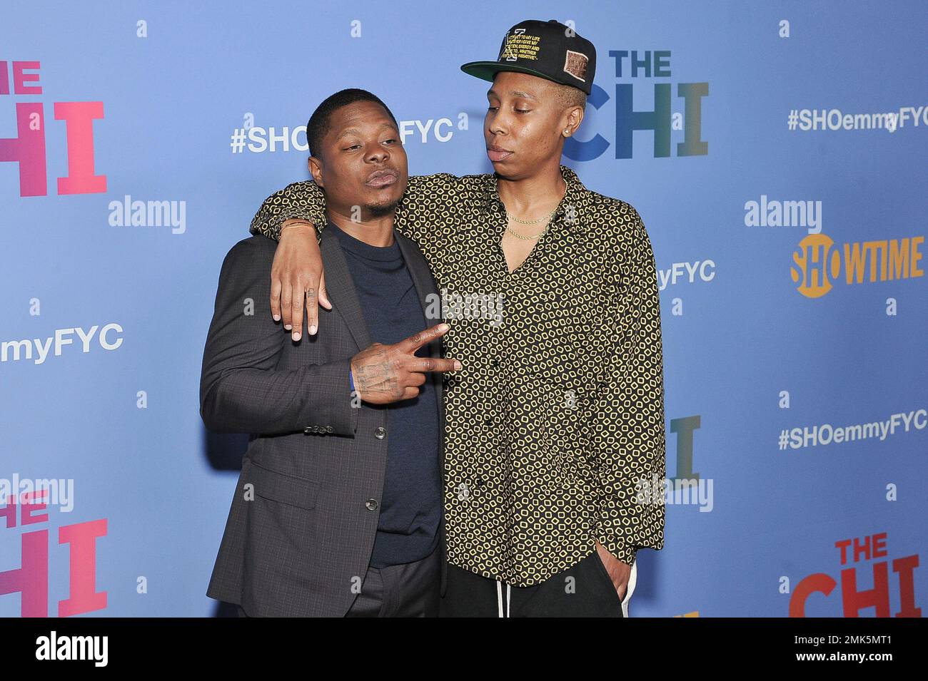 Jason Mitchell, left, and Lena Waithe attend "The Chi" FYC Event at the ...