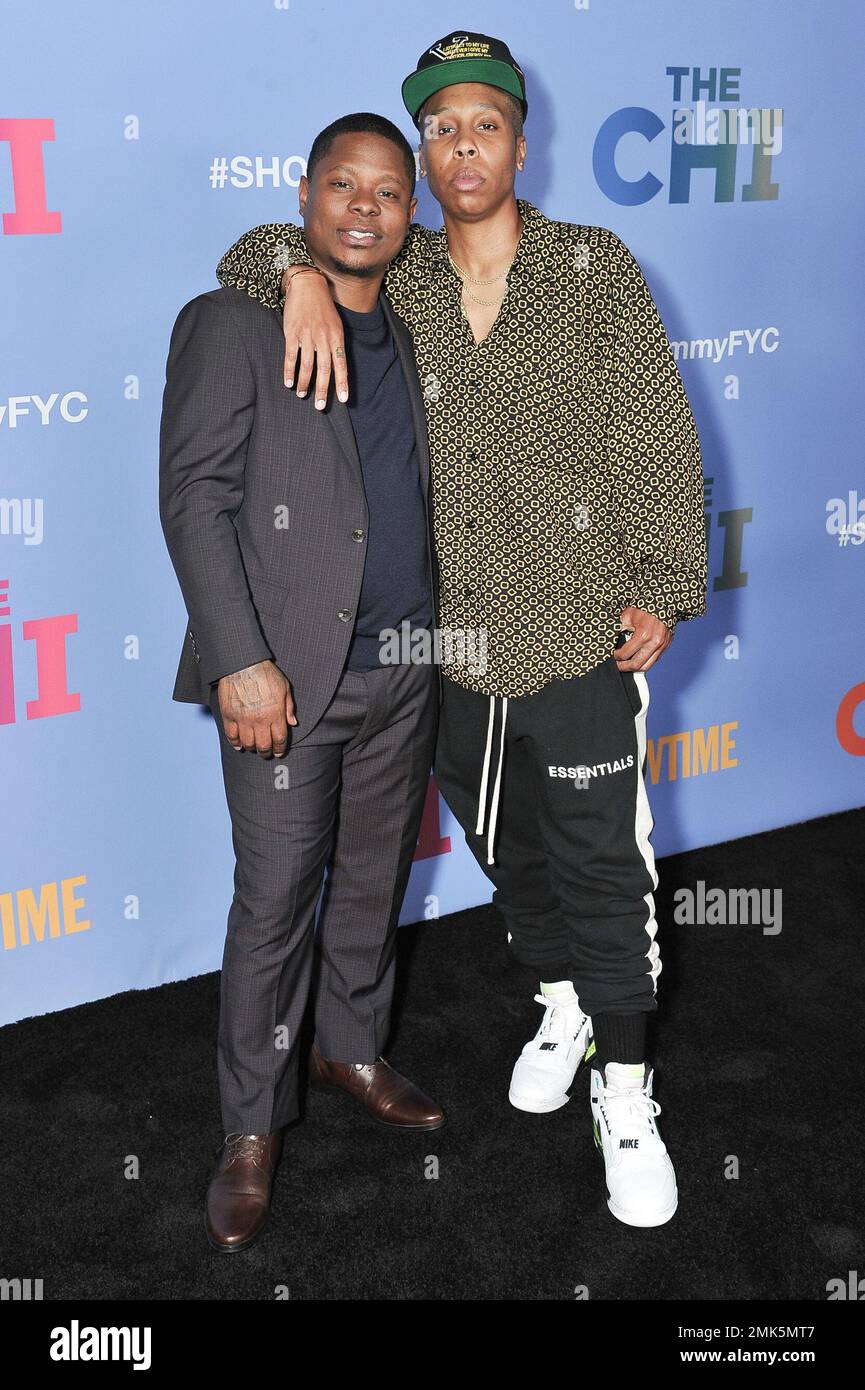 Jason Mitchell, left, and Lena Waithe attend "The Chi" FYC Event at the ...