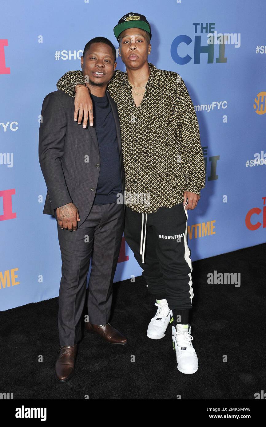 Jason Mitchell, left, and Lena Waithe attend "The Chi" FYC Event at the ...