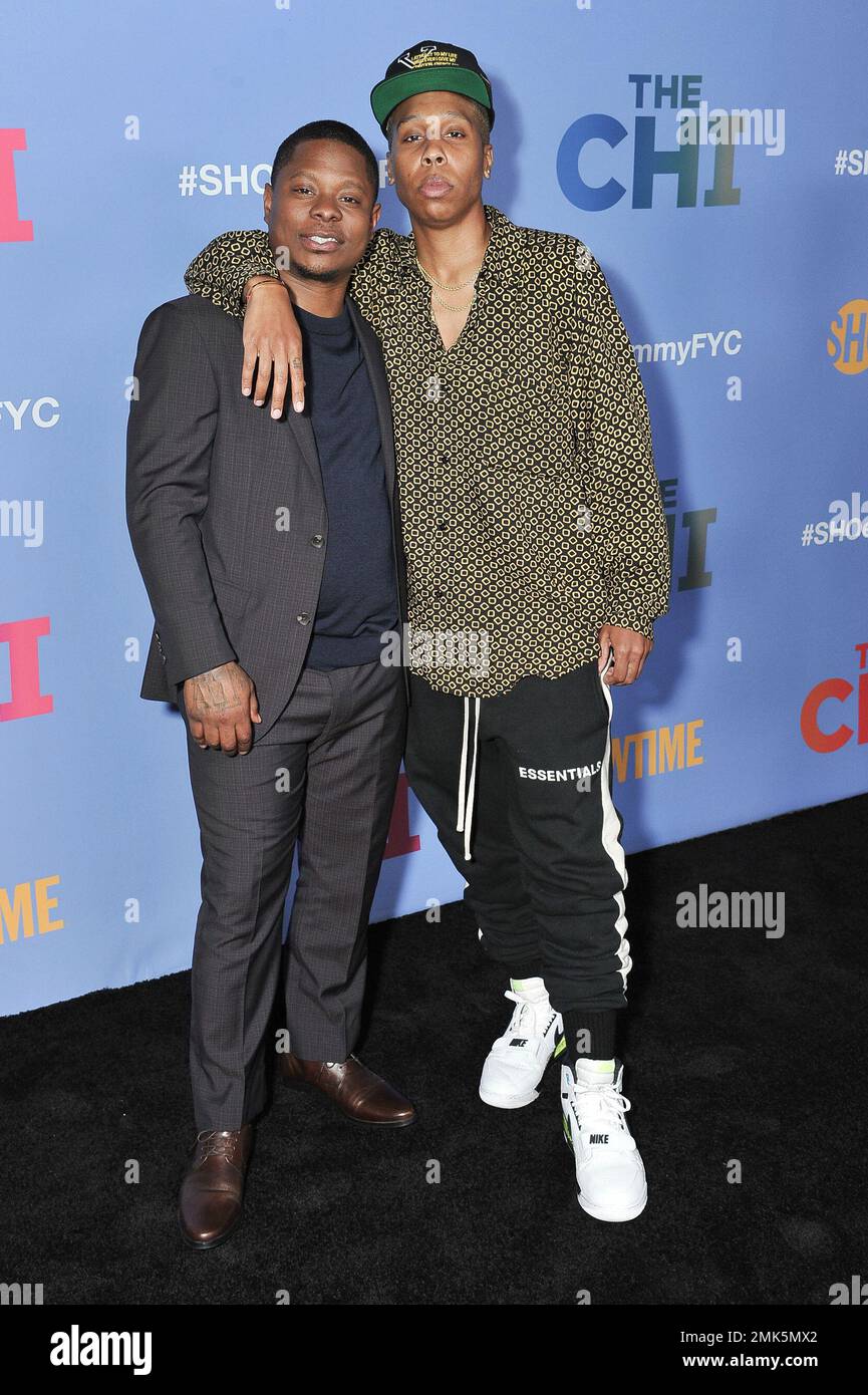 Jason Mitchell, left, and Lena Waithe attend "The Chi" FYC Event at the ...