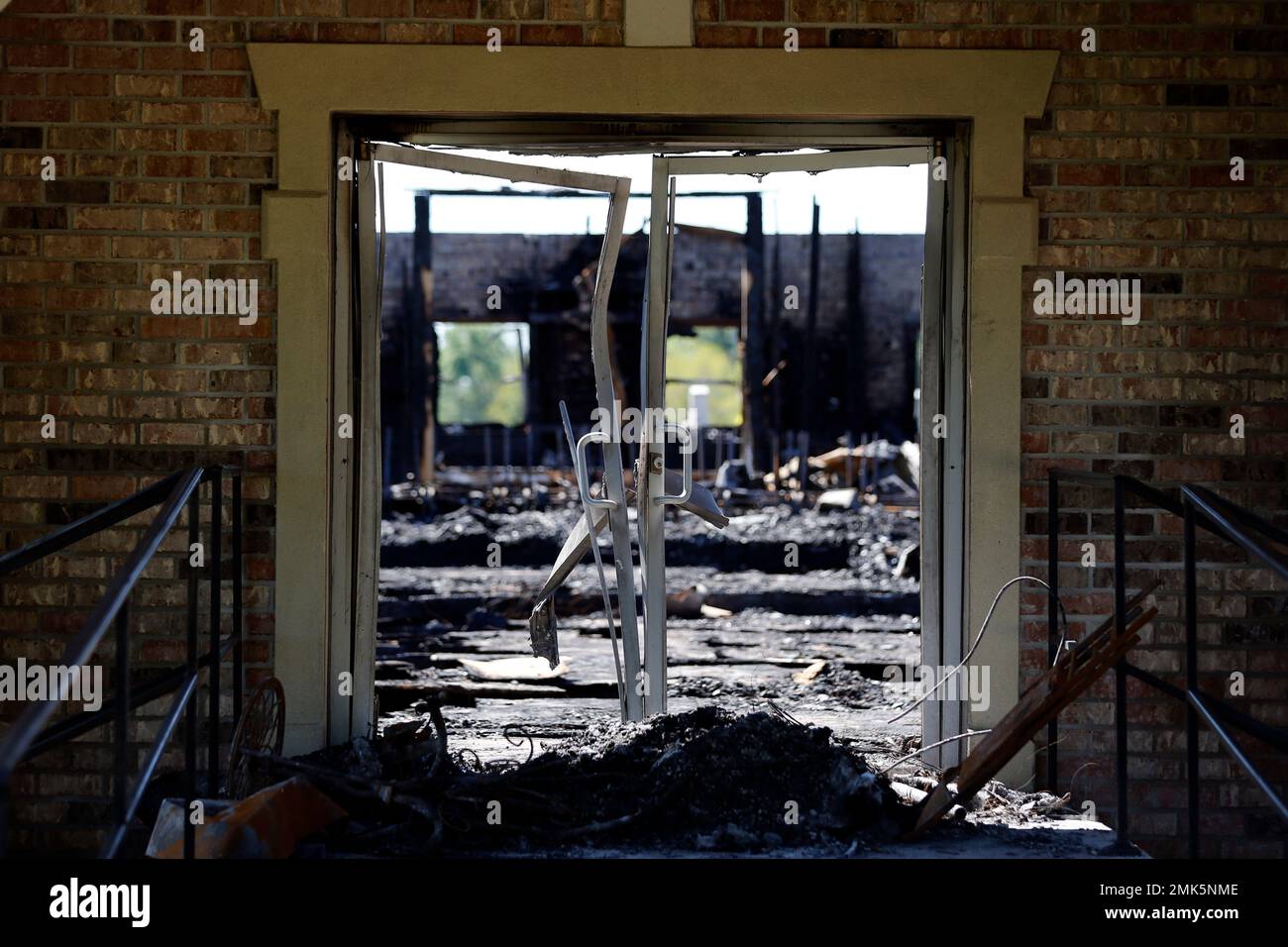 The burnt ruins of the Greater Union Baptist Church, one of three that ...
