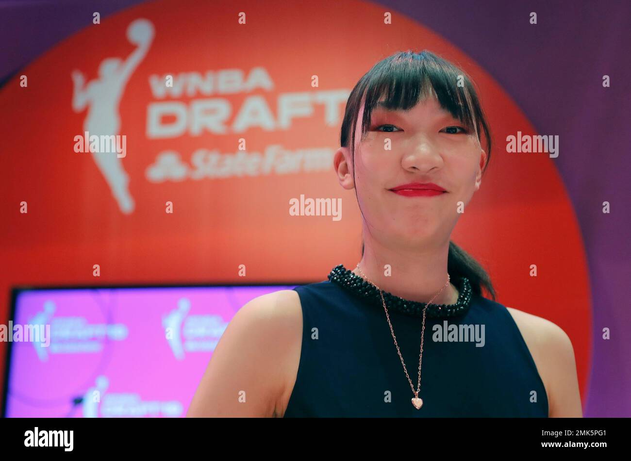Han Xu poses for a photo before the WNBA basketball draft, Wednesday ...
