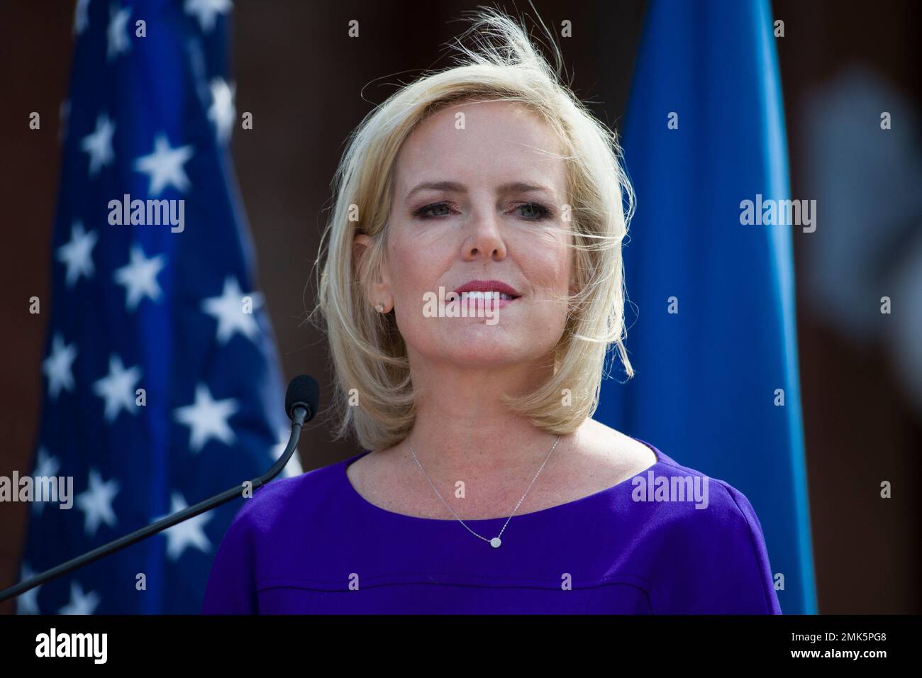 Outgoing Homeland Security Secretary Kirstjen Nielsen speaks at the ...