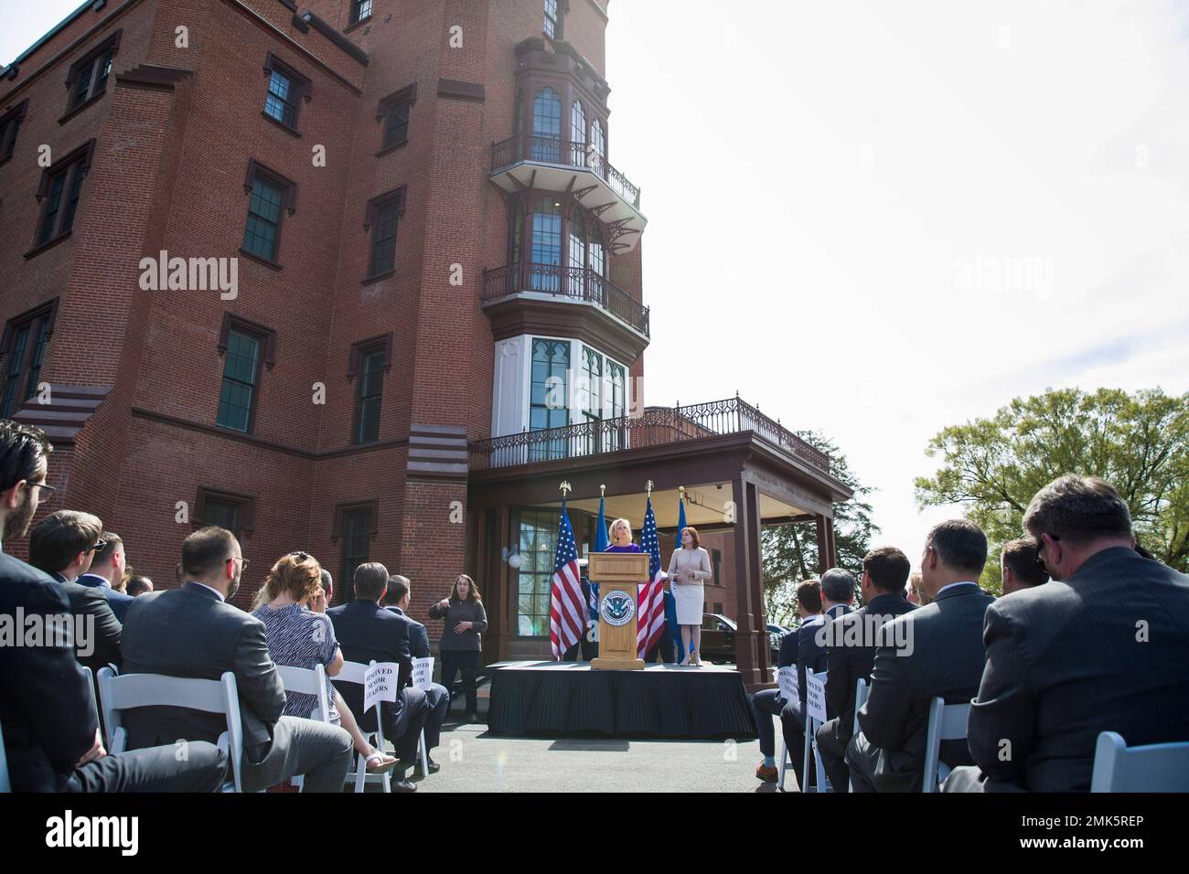 Outgoing Homeland Security Secretary Kirstjen Nielsen, left, speaks ...